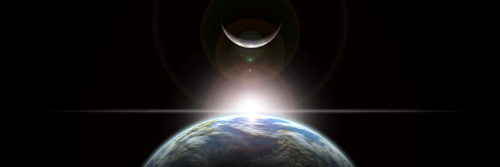 An artist's depiction of a star rising over an Earth-like planet and ...