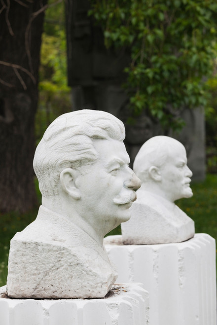 Soviet-era sculptures of Vladimir Lenin and Joseph Stalin at Art Muzeon ...
