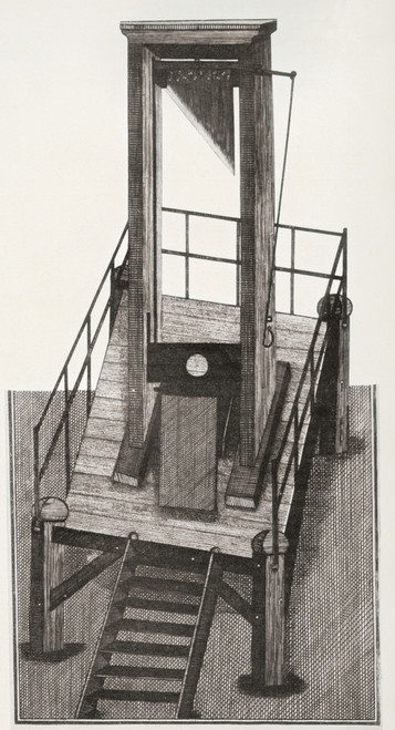 A guillotine from the time of the French Revolution. From a ...