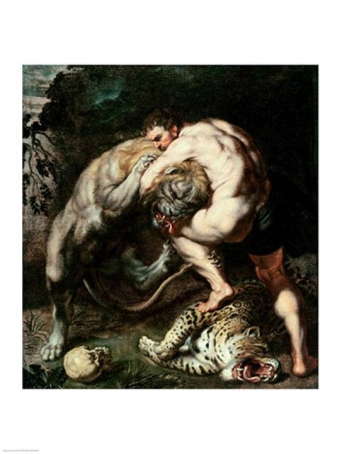 Hercules Fighting the Nemean Lion Poster Print by Peter Paul Rubens (18 ...