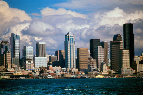 Seattle skyline and Puget Sound Poster Print by Panoramic Images - Item ...