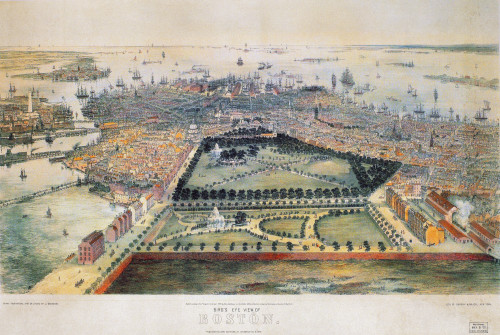 Boston, 1850. /Naerial View Of Boston, Massachusetts. Lithograph, 1850 ...
