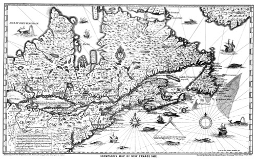 Map: New France, 1632. /Nsamuel De Champlain'S Map Of New France, 1632 ...