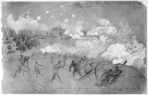 Civil War: Gettysburg. /Nunion Artillery On Cemetery Hill At The Battle ...