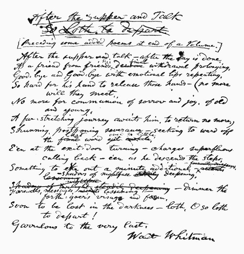Walt Whitman (1819-1892). /Namerican Poet. Manuscript In Whitman'S Own ...