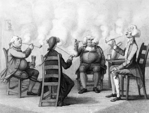 The Smoking Club. /Nhigh Society Men Smoking Together. Engraving ...