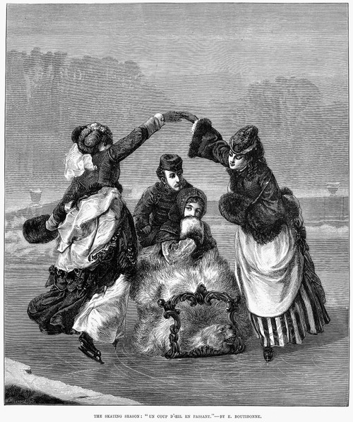 Ice Skating. /N'The Skating Season.' Wood Engraving, 1875. Poster Print ...