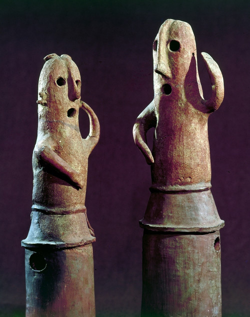 Japan: Haniwa Figures. /Nman And Woman Dancing. Terracotta Haniwa ...
