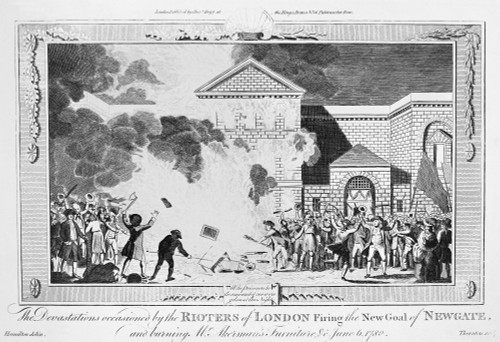 London: Gordon Riots, 1780. /Na London Mob Burning Newgate Prison On 6 ...