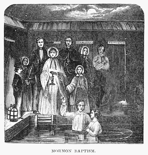 Mormon Baptism. /Nwood Engraving, American, 1853. Poster Print by ...