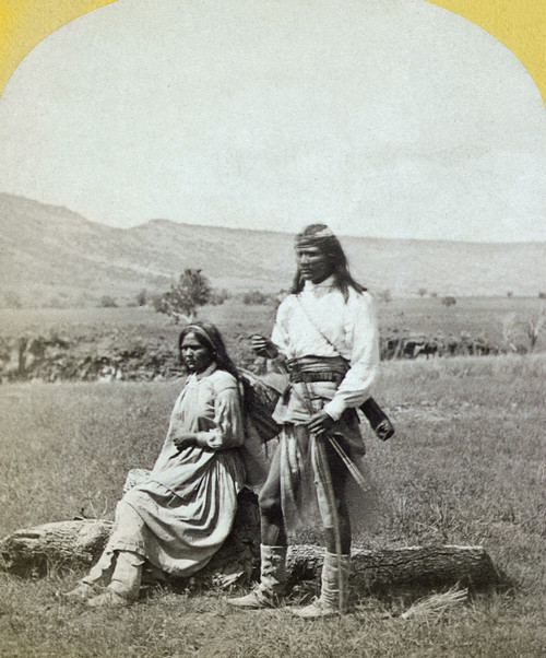 Apache Couple, C1873. /Na Young Apache Warrior And His Wife, Near Camp ...