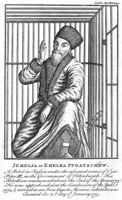 Emelyan Ivanovich Pugachev /Nd. 1775. Russian Cossack Soldier. Line ...