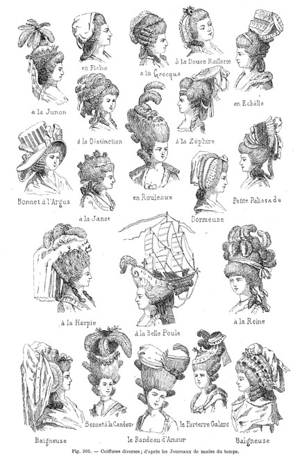 Hairstyles, 18Th Century. /Nfrench Hairstyles Of The Third Quarter Of ...