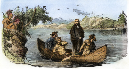 Marquette & Jolliet, 1673. /Nfather Jacques Marquette (Standing), Louis ...
