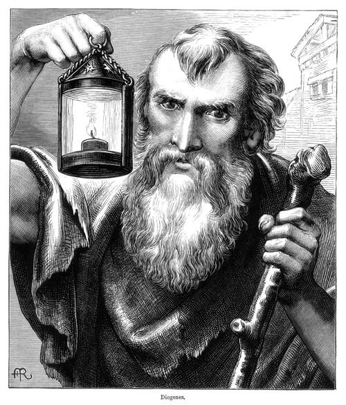 Diogenes (C412-323 B.C.). /Ngreek Philosopher. Wood Engraving, 19Th ...