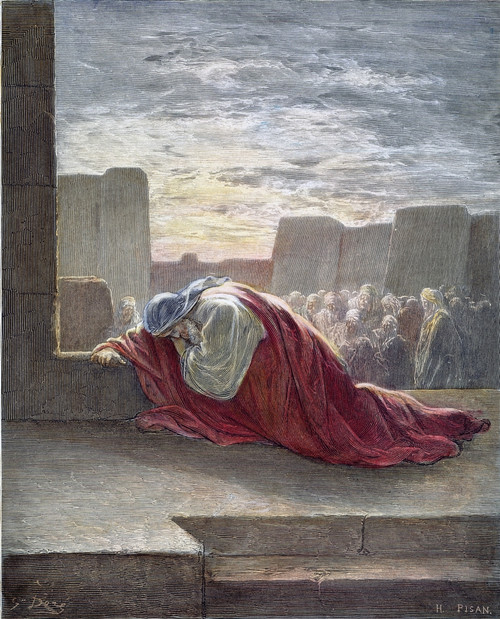 Ezra. /Nezra In Prayer (Ezra 9:5): Wood Engraving After Gustave Dor ...