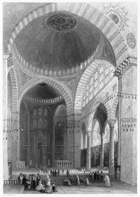Istanbul: Mosque, 1839. /Nthe Interior Of The Mosque Of Suleymaniye In ...