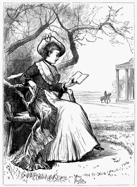 Woman Reading, 1876. /Nwood Engraving, American, 1876. Poster Print by ...