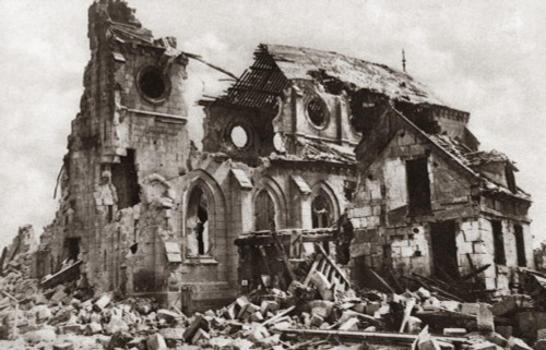 World War I: Church/Ndestroyed Church In Ribecourt On The River Oise ...
