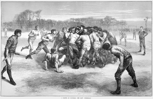 England: Rugby (1871)./Na Match Of Rugby Football: Line Engraving From ...