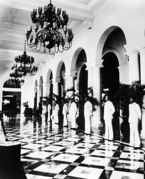 Manila: Hotel, 1925. /Nbellhops In The Lobby Of The Luxury Manila Hotel ...