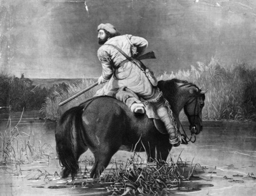 Trapper, 19Th Century. /N'The Trapper'S Last Shot.' Steel Engraving ...