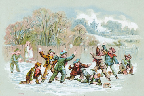 Boys Having Snowball Fight, 1890s Poster Print by Science Source - Item ...