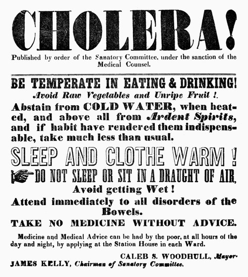 Cholera Broadside, 1849. /Nbroadside Issued By The New York Sanatory ...