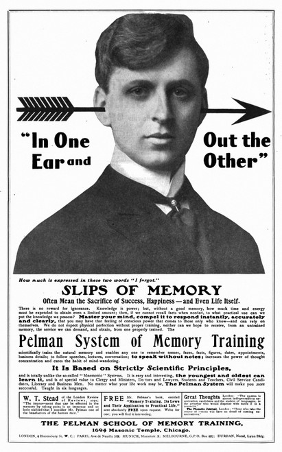 Ad: Pelmanism, 1904. /Namerican Advertisement For Pelmanism, A Mind ...