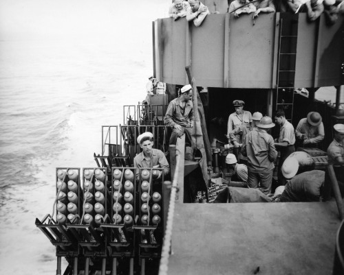 World War Ii: Rockets. /Nrocket Firing Racks Onboard An American Lci ...