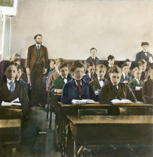 Elementary School, 1870. /Npupils Of The First Grade In Their Classroom ...