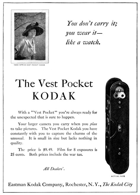 Ad: Kodak, 1920. /Namerican Advertisement For The Vest Pocket Kodak ...