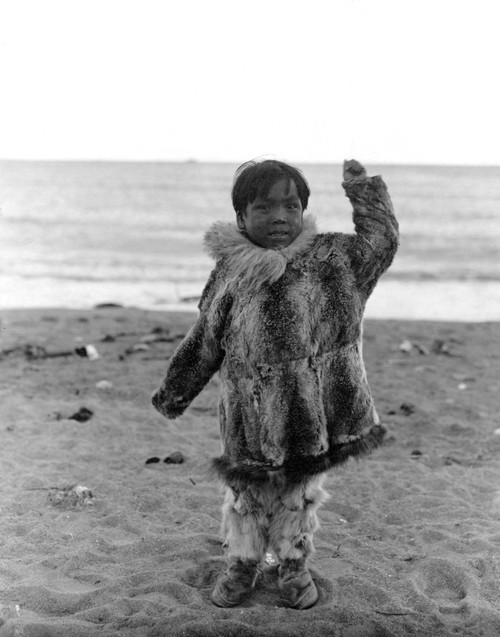 Alaska: Eskimo Child. /Na Young Eskimo Boy Playing On The Beach, Alaska ...