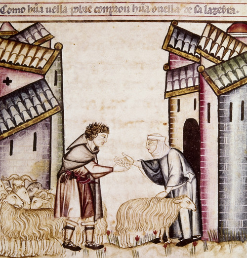 Spain: Medieval Shepherd. /Na Shepherd Receives Pay For Selling One Of ...