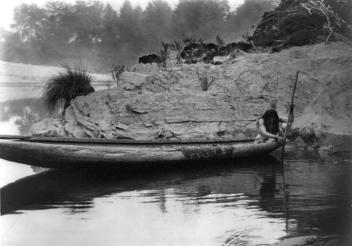 Hupa Fisherman, C1923. /Na Hupa Native American Man Fishing From A ...