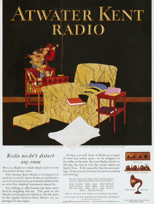 Atwater Kent Radio Ad, 1925. /Namerican Magazine Advertisement For The ...
