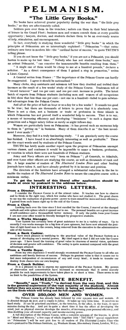 Ad: Pelmanism, 1918. /Nbritish Advertisement For Pelmanism, A Mind ...
