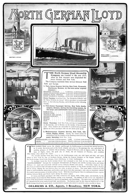 Ad: North German Lloyd. /Namerican Magazine Advertisement For The North ...