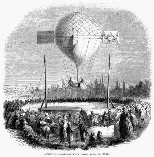 Balloon Ascent, 1784. /Nascent Of A Balloon From Dijon, France, 25 ...