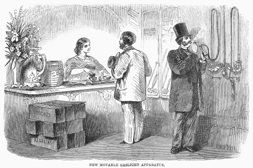 Tobacco: Gas Lighter, 1861. /Nman Lighting Cigar Off New Movable ...