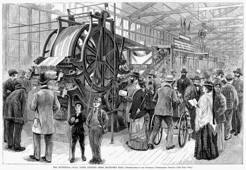 Wallpaper Printing, 1876. /Na Wallpaper Printing Press At The ...