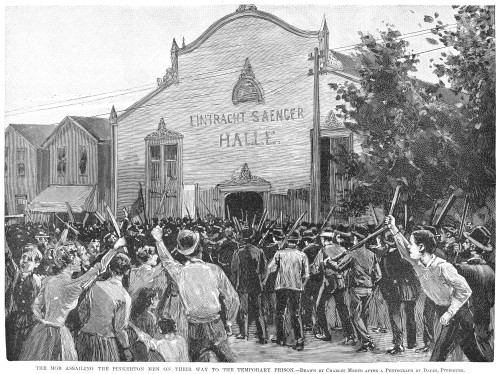 Homestead Strike, 1892. /N'The Mob Assailing The Pinkerton Men On Their ...