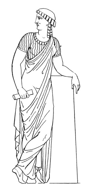 Clio, Muse Of History. /Nline Engraving After A Greek Relief. Poster ...
