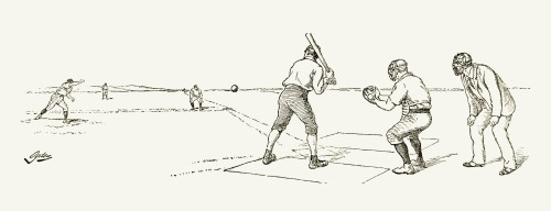 Baseball Game, 1889. /Nwood Engraving, American, 1889. Poster Print by ...