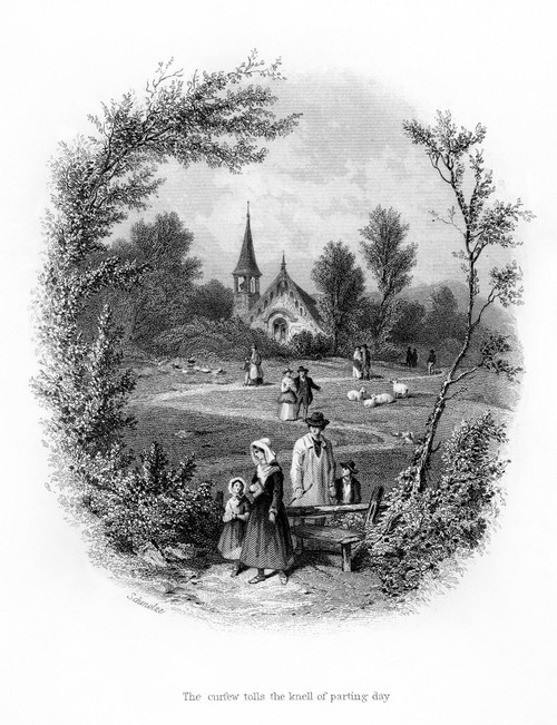 Thomas Gray: Elegy, 1800S. /Nengraved Illustration For 'An Elegy Wrote In A Country Church Yard ...