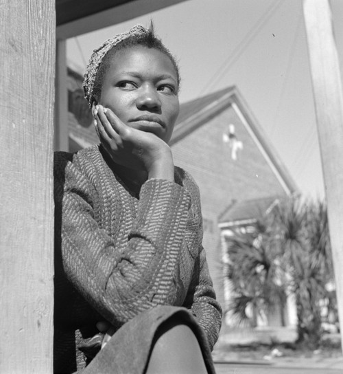 Florida: Woman, 1943. /Na Young Woman Sitting On Her Porch On Sunday ...