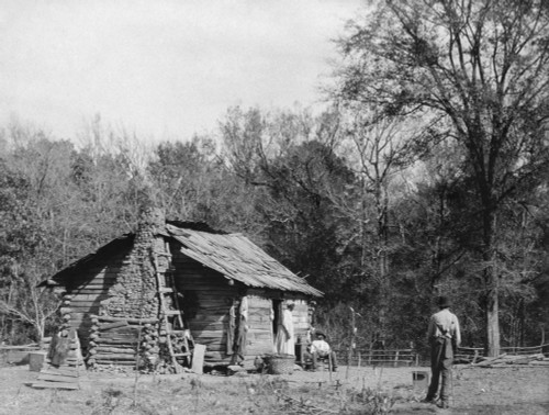 Alabama: Log Cabin, C1890. /Nthree African Americans Outside A Log ...