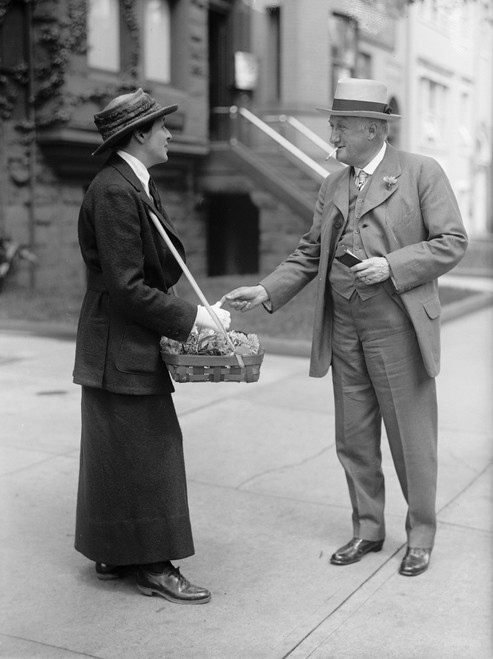 Flower Peddler, 1915. /Nmrs. Ormsby Selling Flowers For Charity Before ...