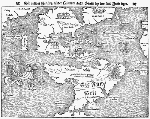 Map Of The New World, 1544. /Nwoodcut From Sebastian Munster'S ...
