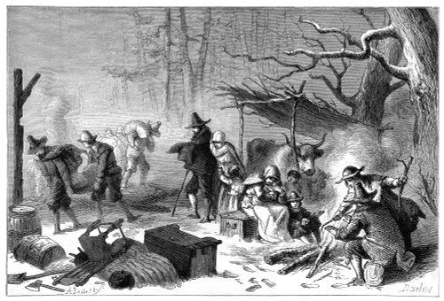 Pilgrims: First Winter, 1620. /Nthe First Winter Of The Pilgrims In ...